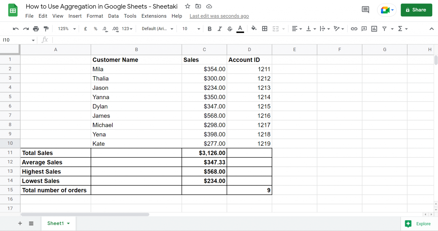How to Use Aggregation in Google Sheets