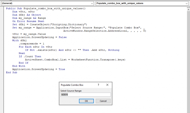 How To Populate A Combo Box With Unique Values In Excel Sheetaki