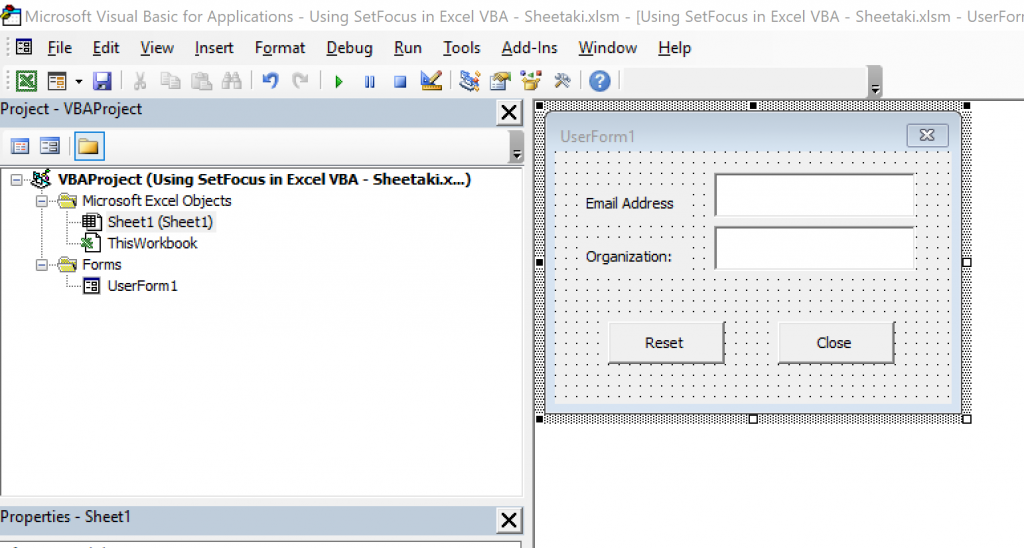 How to Use SetFocus VBA in Excel