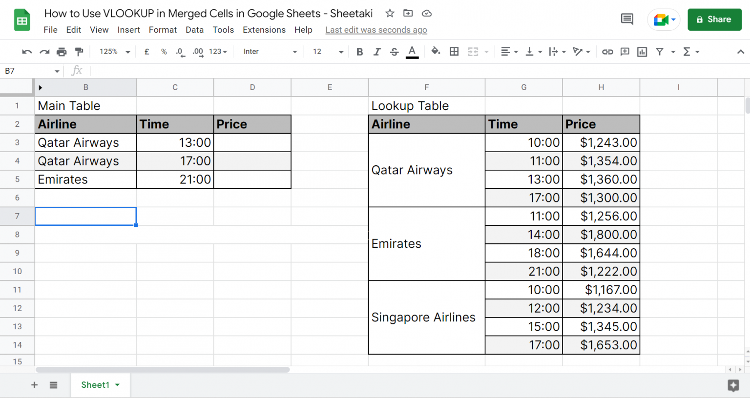 How To Use VLOOKUP In Merged Cells In Google Sheets Sheetaki