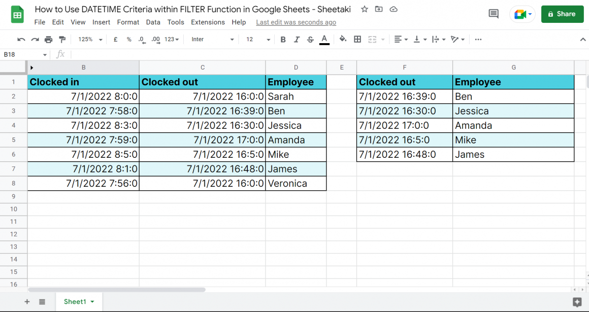 How to Use DATETIME Criteria FILTER Function in Google Sheets