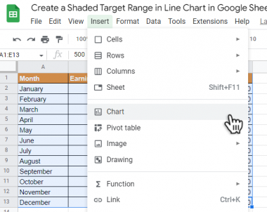 How to Add a Target Range in a Google Sheets Line Chart