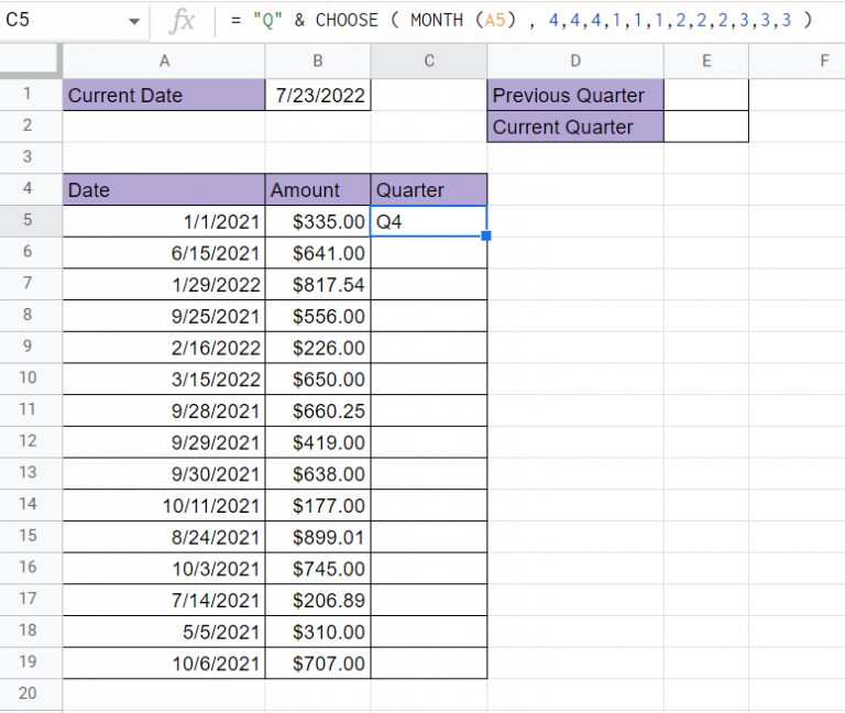 How to Calculate the Current Quarter in Google Sheets - Sheetaki