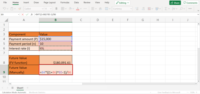 How to Get Future Value of Annuity Formula in Excel - Sheetaki
