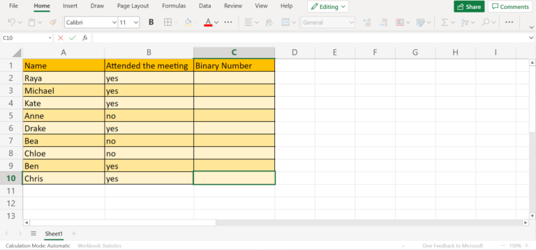 How to Make Yes 1 and No 0 in Excel - Sheetaki