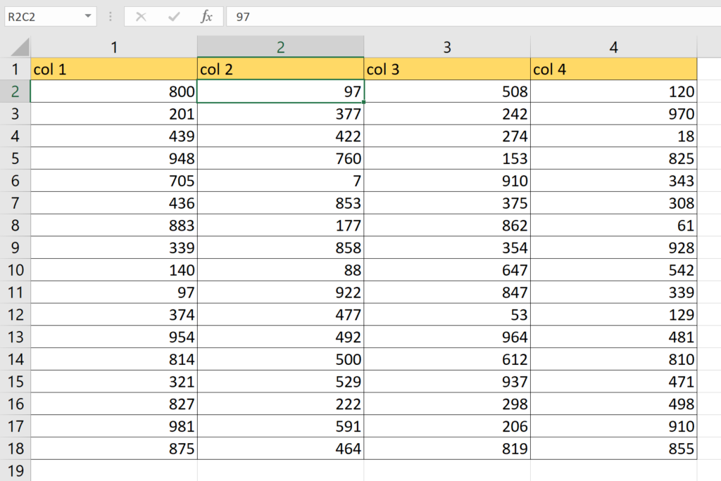 Fix Excel When Rows and Columns are Both Numbers - Sheetaki