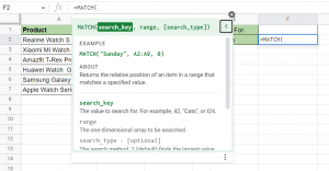 How to Use MATCH Function in Google Sheets