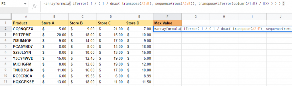 How to Use MAX on ArrayFormula in Google Sheets - Sheetaki