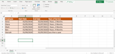 How to Calculate Years of Service in Excel - Sheetaki