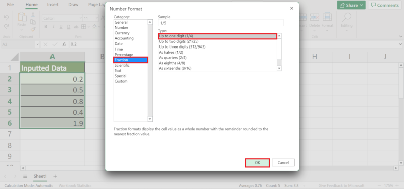 How to Display Numbers as Fractions in Excel - Sheetaki