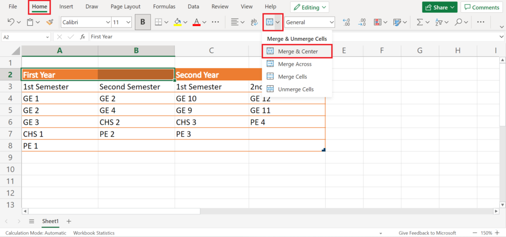 How to Fix Unable to Merge Cells on Table in Excel - Sheetaki