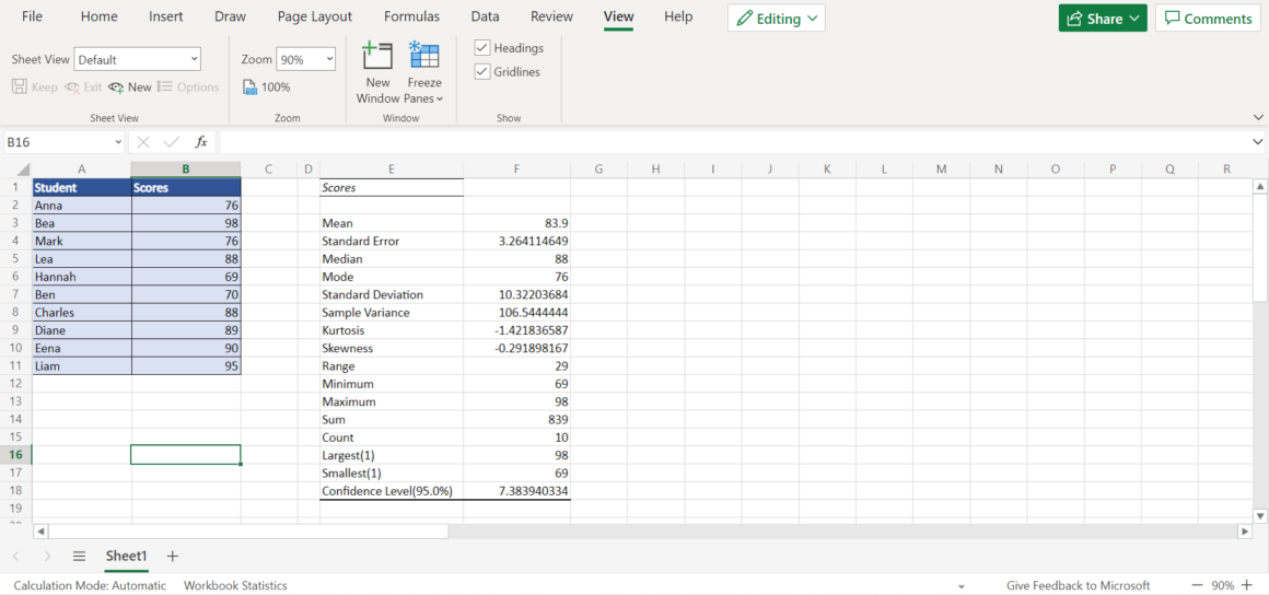 How to Get Descriptive Statistics in Excel - Sheetaki