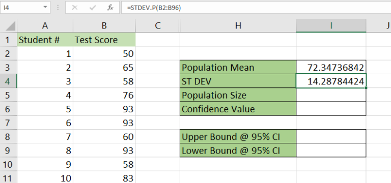 Find Confidence Interval for Population Mean in Excel - Sheetaki