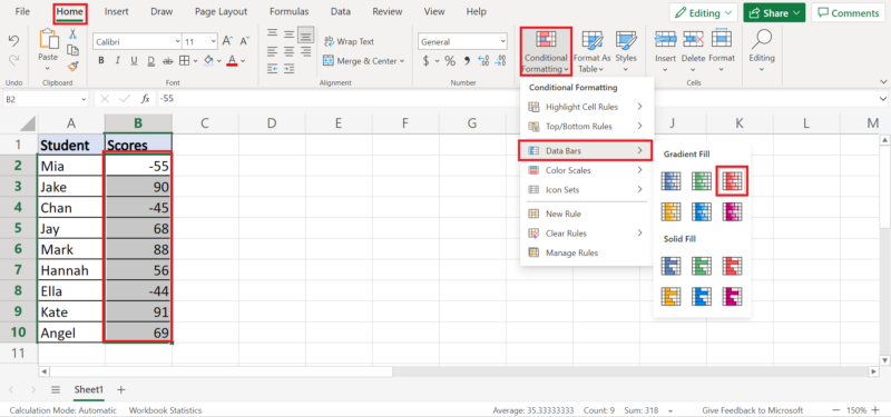 How to Add and Customize Data Bars in Excel - Sheetaki