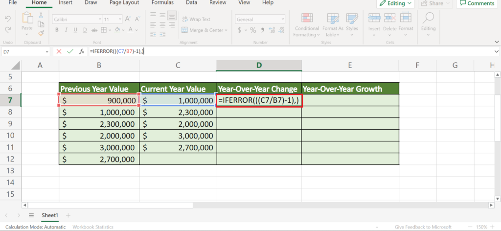 How to Calculate Year Over Year Growth in Excel - Sheetaki