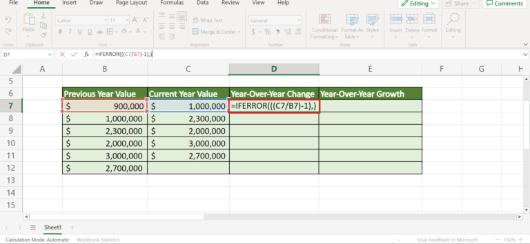 How to Calculate Year Over Year Growth in Excel - Sheetaki
