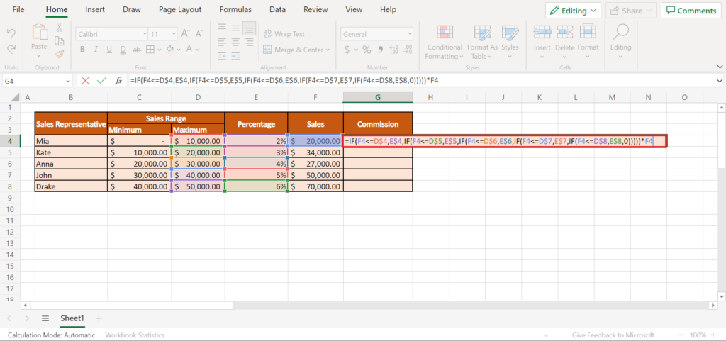 How to Calculate Tiered Commission in Excel - Sheetaki