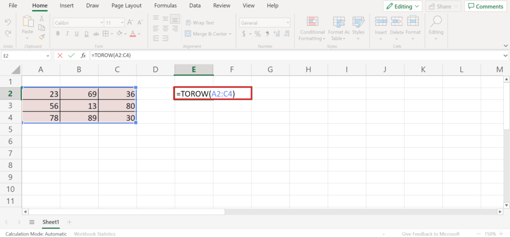 How to use TOROW function in Excel - Sheetaki