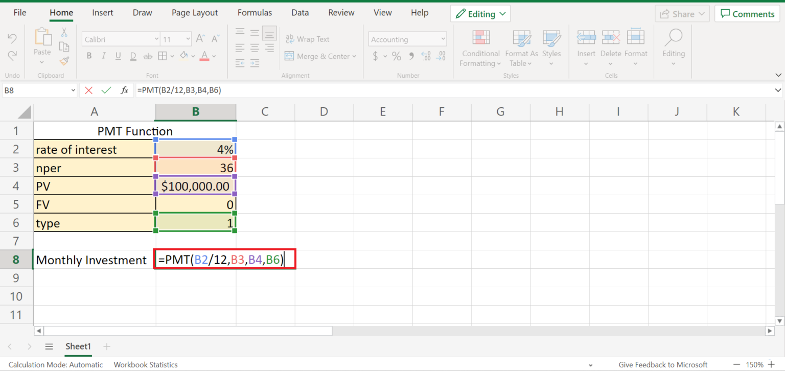 How to Use the PMT Function in Excel - Sheetaki