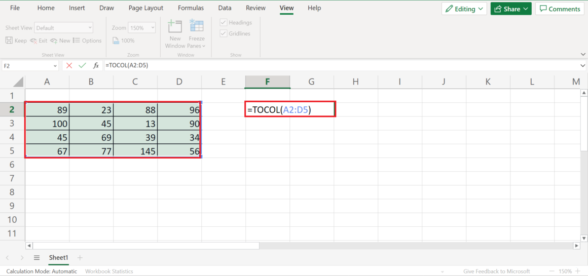 How To Use The Tocol Function In Excel Sheetaki