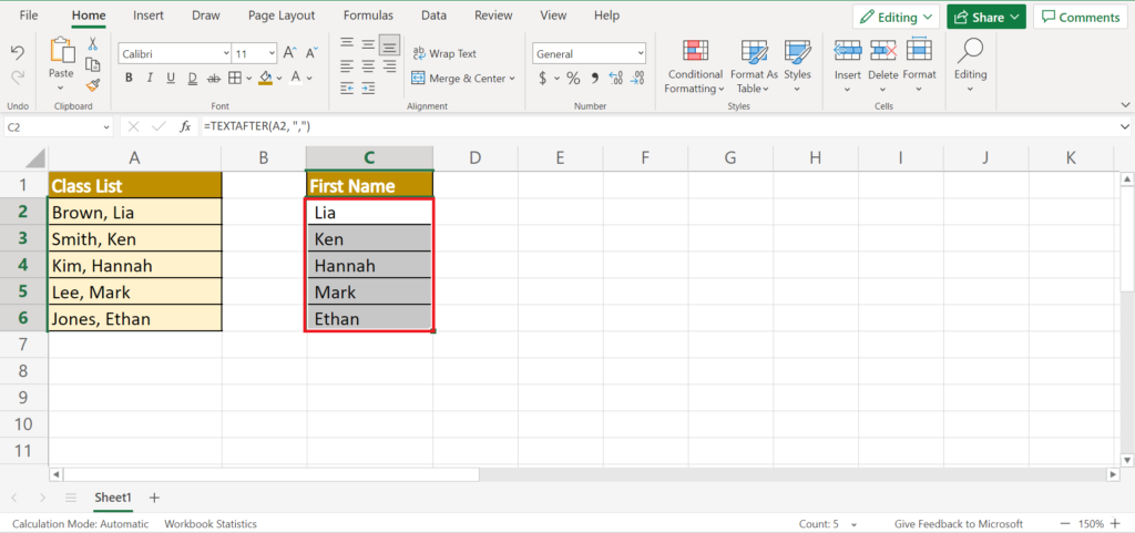 How to Use TEXTAFTER function in Excel - Sheetaki