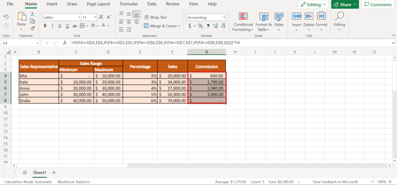 How to Calculate Tiered Commission in Excel - Sheetaki