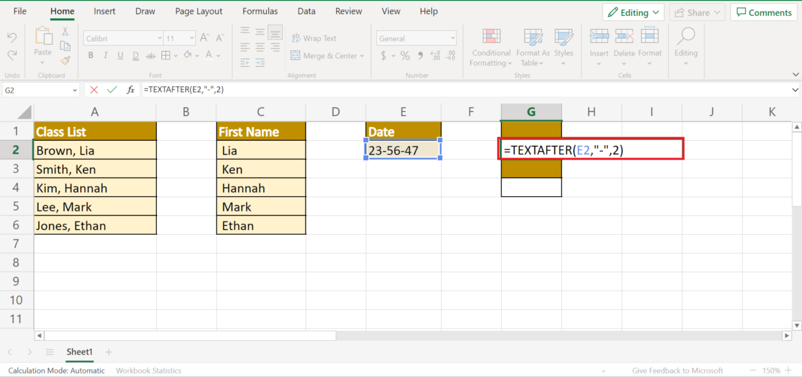 How to Use TEXTAFTER function in Excel - Sheetaki