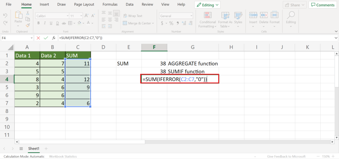 How to Sum a Range with Errors in Excel - Sheetaki