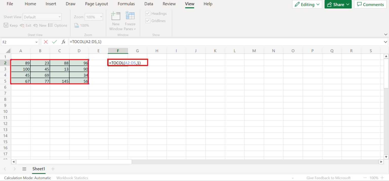How To Use The Tocol Function In Excel Sheetaki
