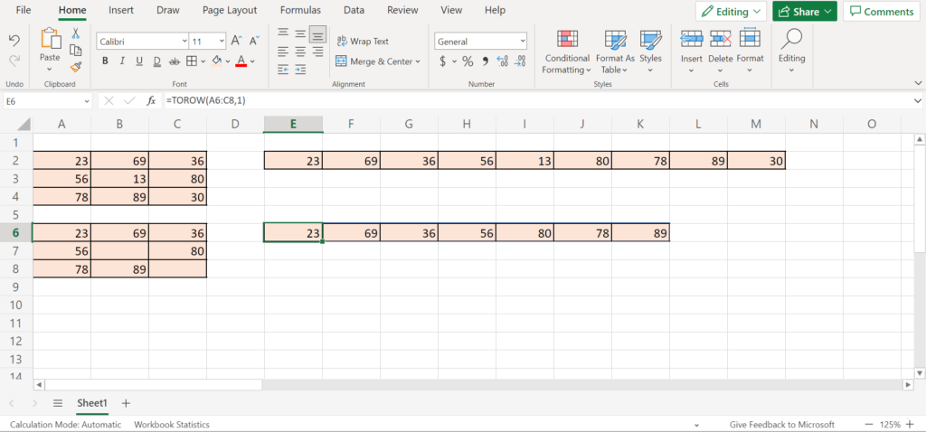 How to use TOROW function in Excel - Sheetaki
