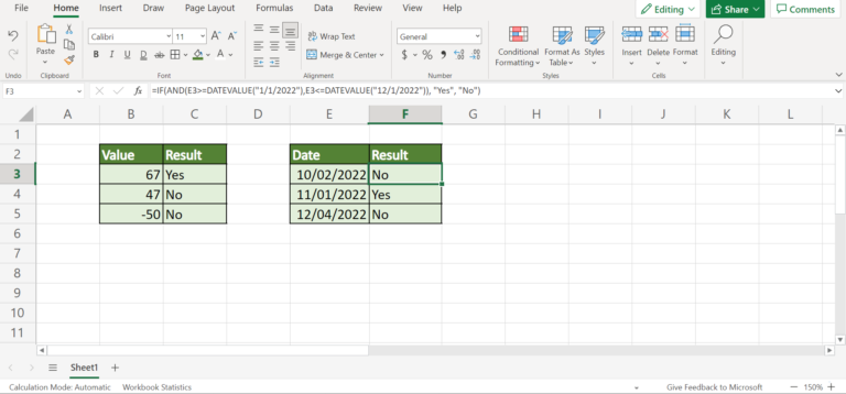 How To Use If Statement Between Two Numbers Or Dates