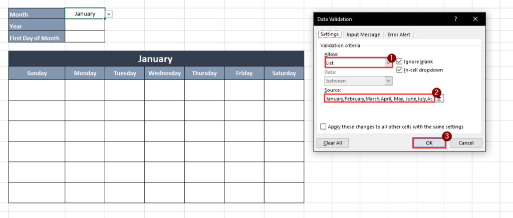How to Make an Interactive Calendar in Excel - Sheetaki