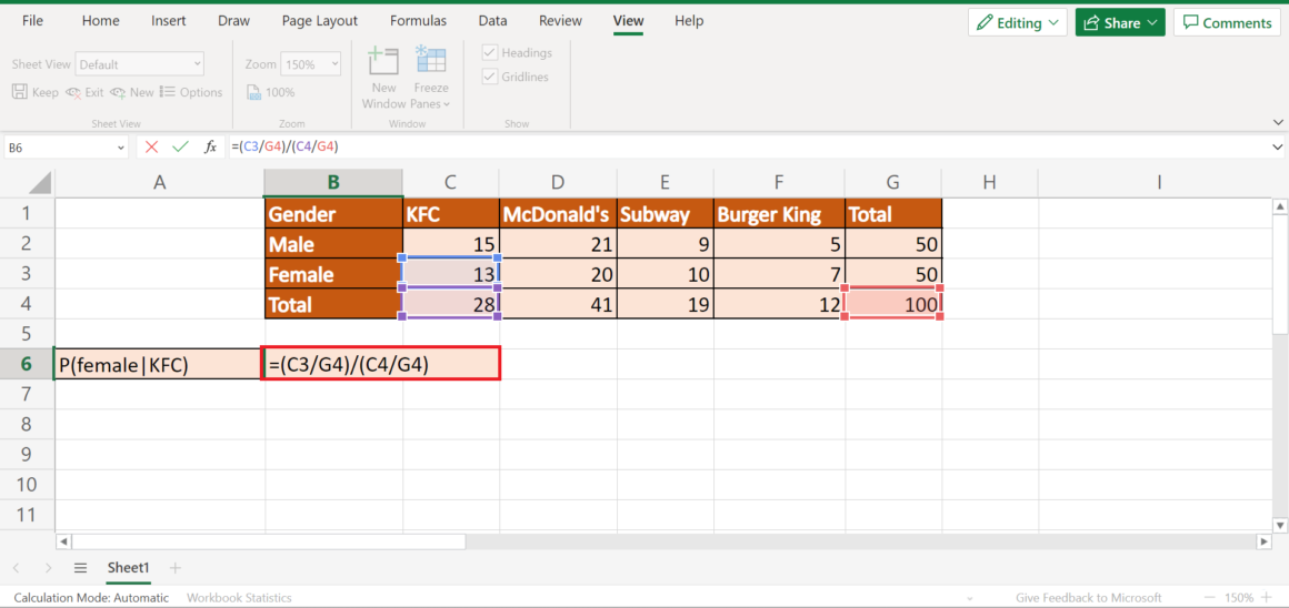How to Calculate Conditional Probability in Excel - Sheetaki
