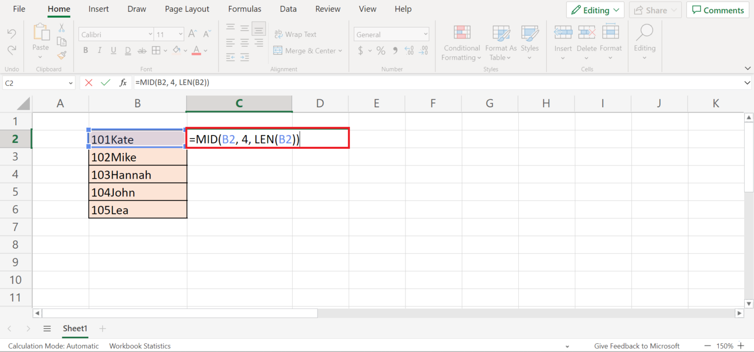 How To Use Mid Function To End Of String In Excel Sheetaki