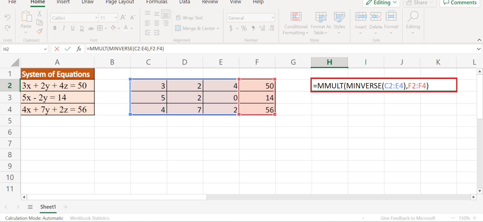 How to Solve a System of Equations in Excel - Sheetaki