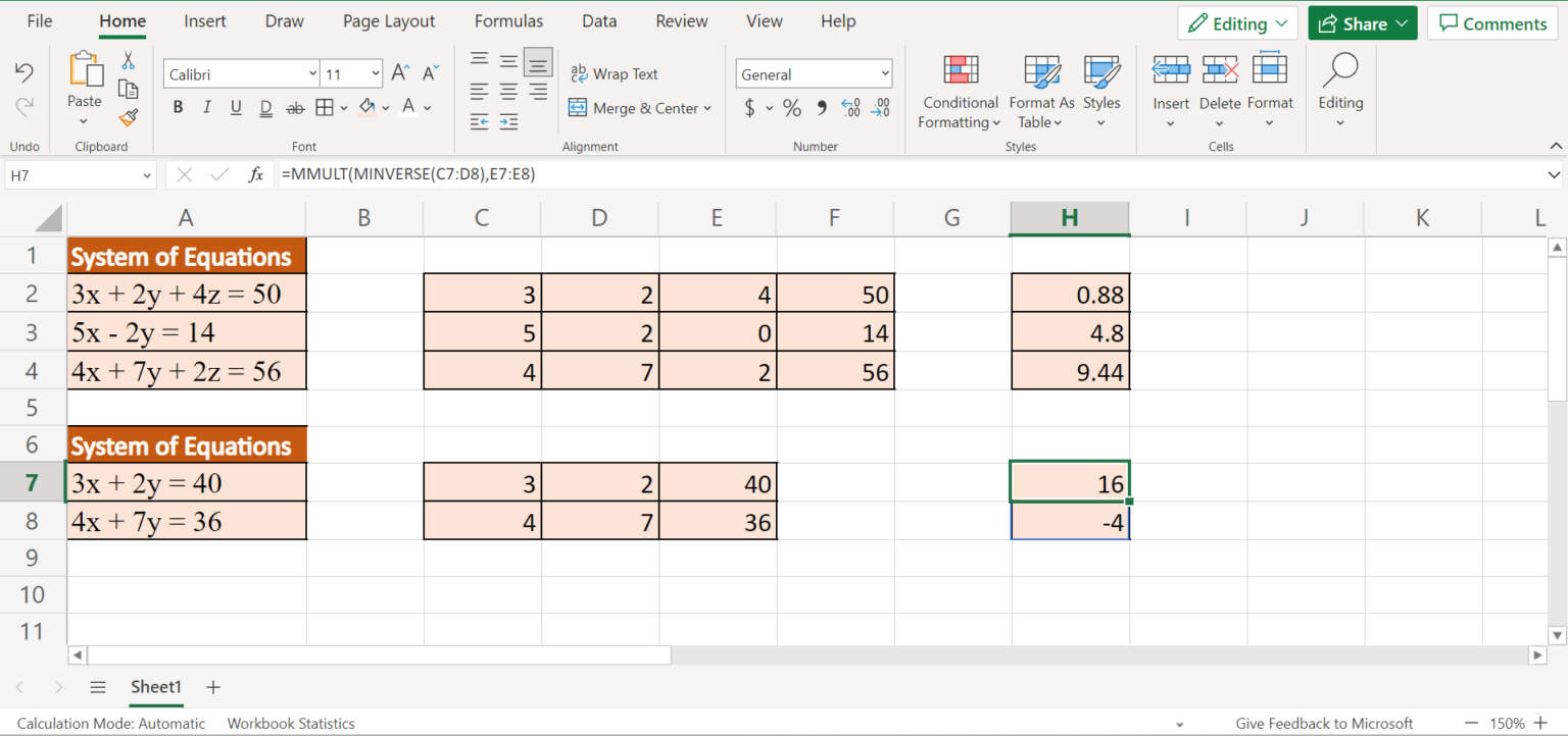 How to Solve a System of Equations in Excel - Sheetaki