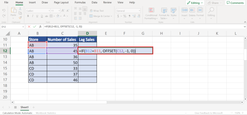 How to Create a Lag Function in Excel - Sheetaki