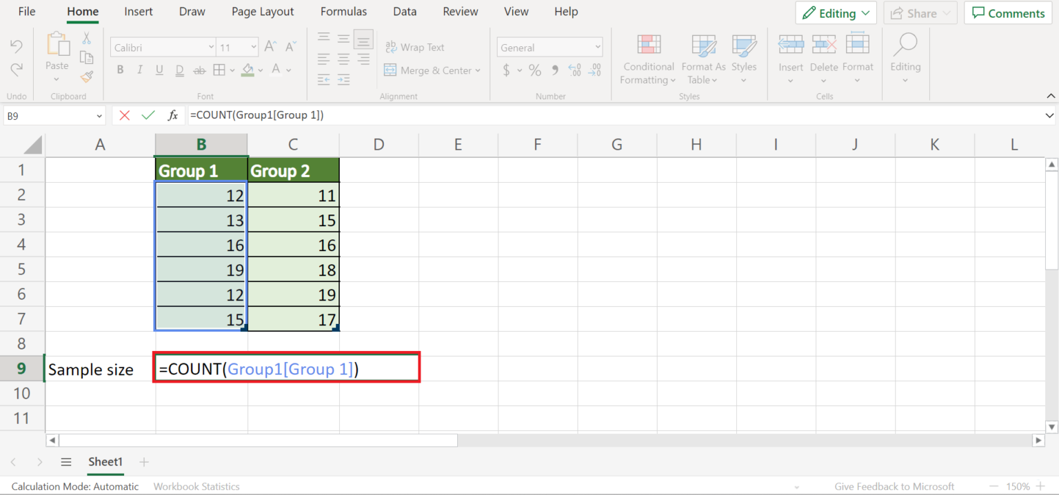 How to Calculate Pooled Variance in Excel - Sheetaki