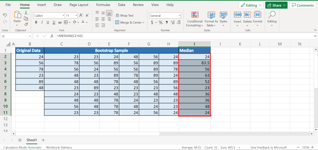 How to Perform Bootstrapping in Excel - Sheetaki