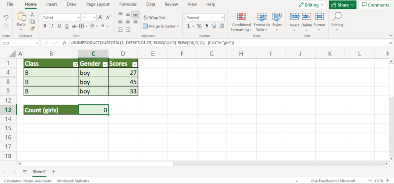 How to Use SUBTOTAL with COUNTIF in Excel - Sheetaki