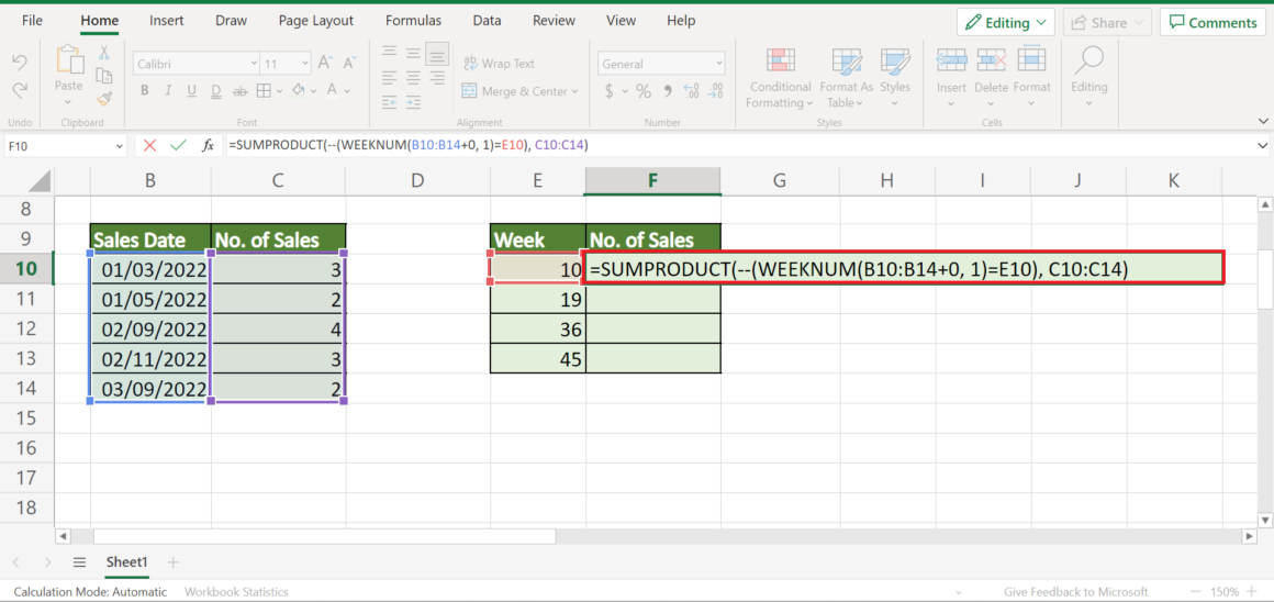 How to Sum by Week in Excel - Sheetaki