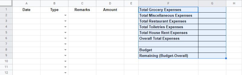 How to Create Monthly Spending Tracker in Google Sheets
