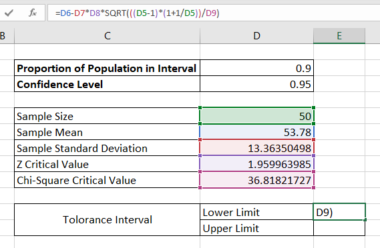 How to Calculate a Tolerance Interval in Excel - Sheetaki