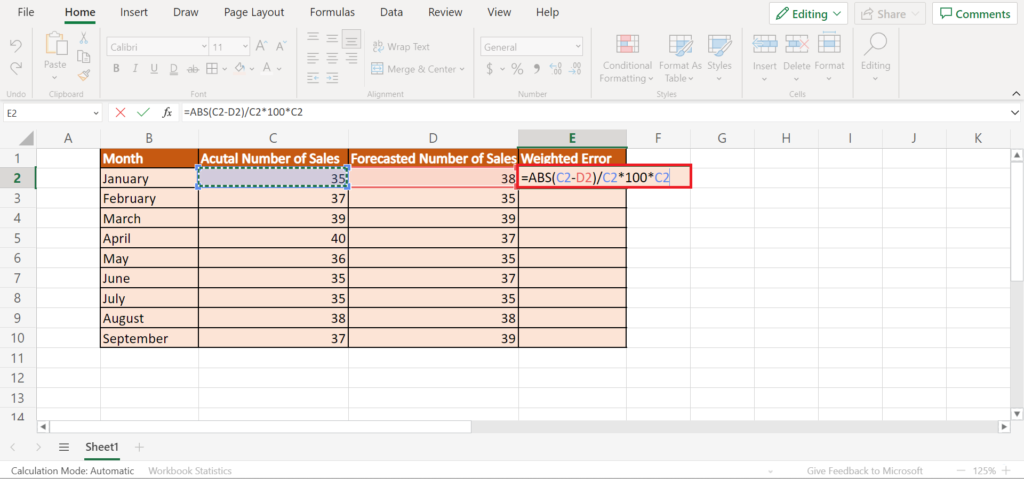 How to Calculate Weighted MAPE in Excel - Sheetaki
