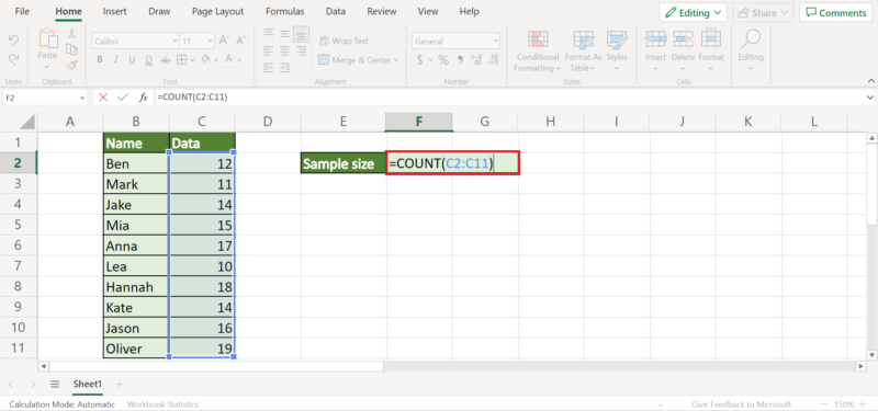 How to Calculate Sample Size in Excel - Sheetaki