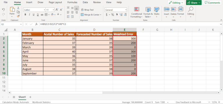 How to Calculate Weighted MAPE in Excel - Sheetaki