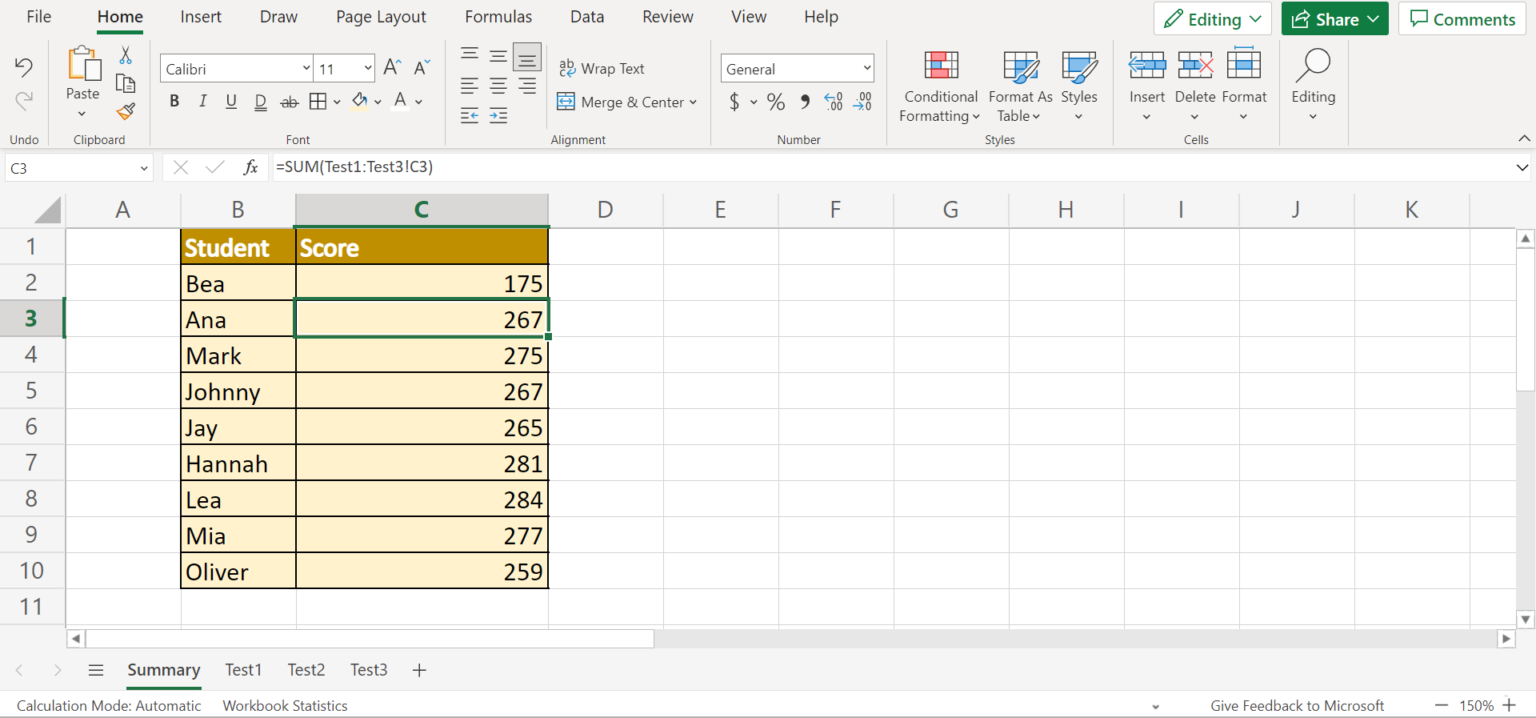 How to Sum Across Multiple Sheets in Excel - Sheetaki