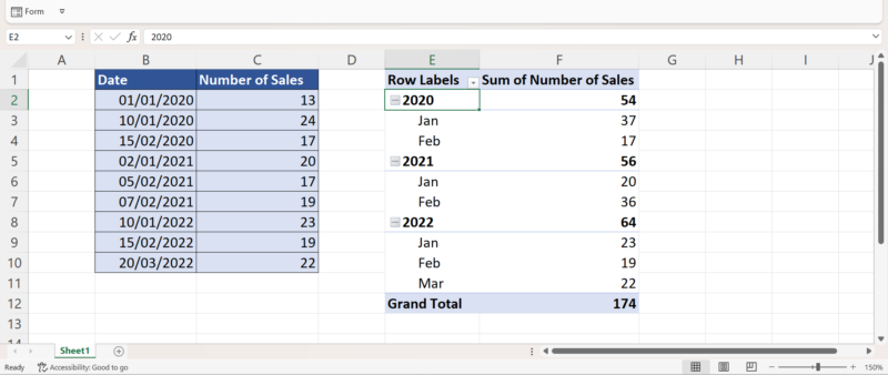 How to Group by Month and Year in Pivot Table in Excel - Sheetaki