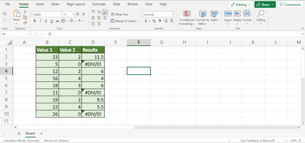 How to Ignore #DIV/0! Values in Excel - Sheetaki