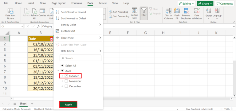 How to Average Filtered Rows in Excel - Sheetaki